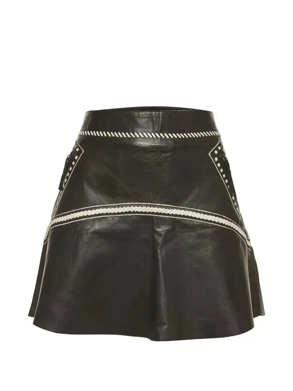 Roberto Cavalli Leather Flared-hem Mini Skirt - Black