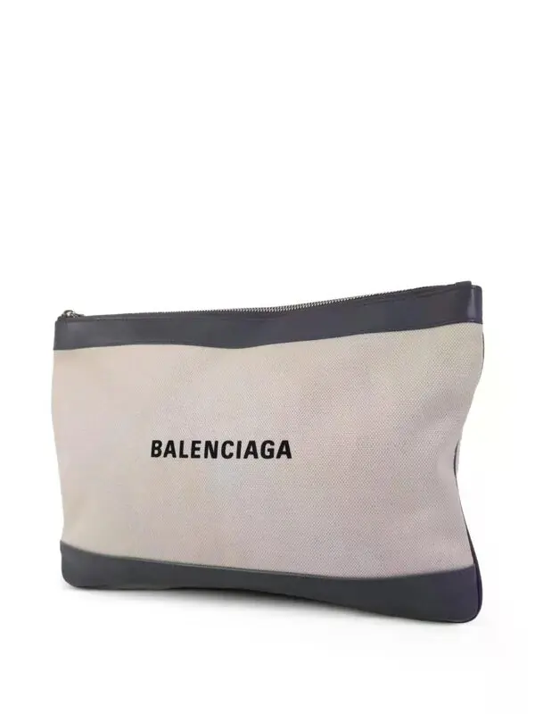 Balenciaga Logo Print Pouch - Grey