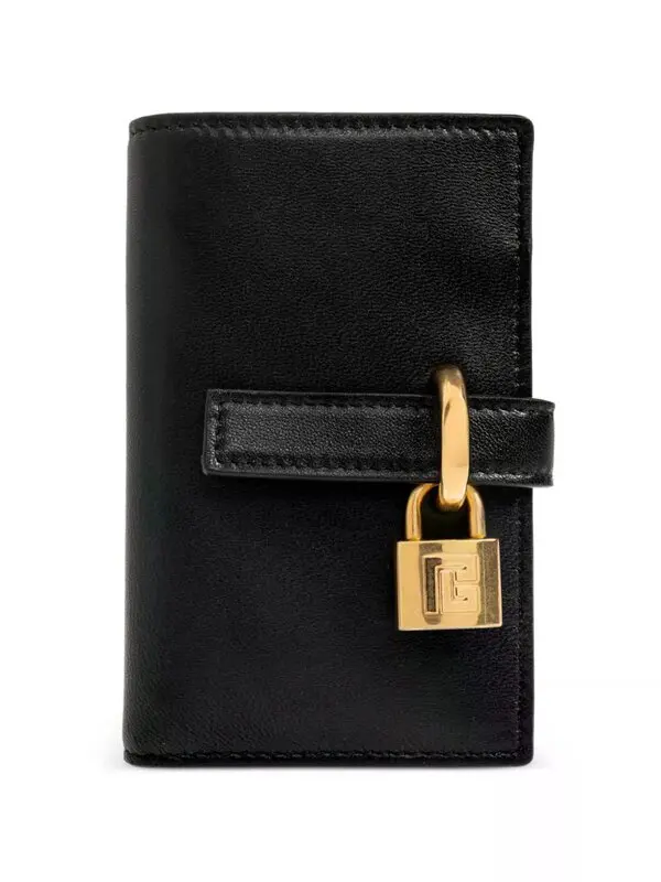 Balmain Padlock-detail Calf Leather Wallet - Black