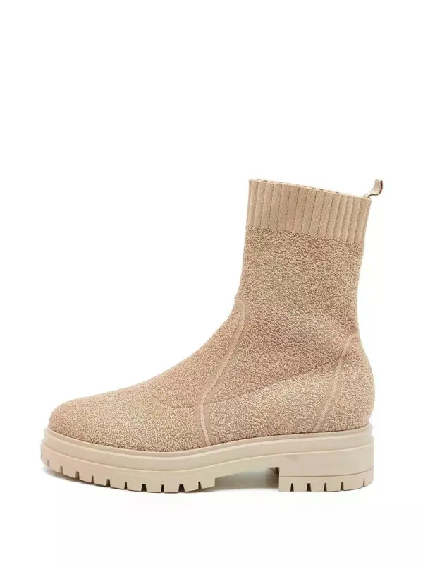 GIANVITO ROSSI Torrance Bouclé Ankle Boots - Neutrals