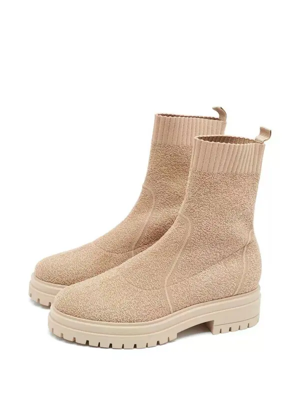 GIANVITO ROSSI Torrance Bouclé Ankle Boots - Neutrals