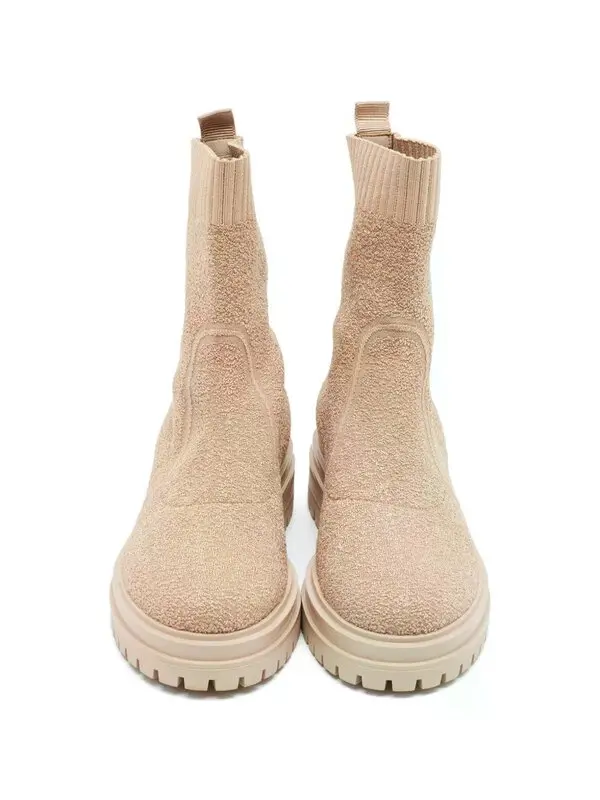 GIANVITO ROSSI Torrance Bouclé Ankle Boots - Neutrals