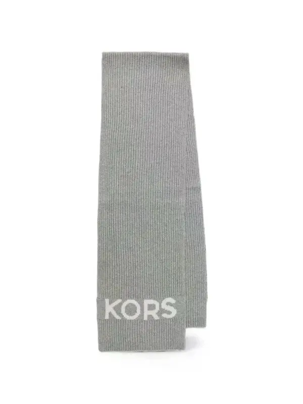 Michael Kors Ribbed Logo-intarsia Scarf - Grey