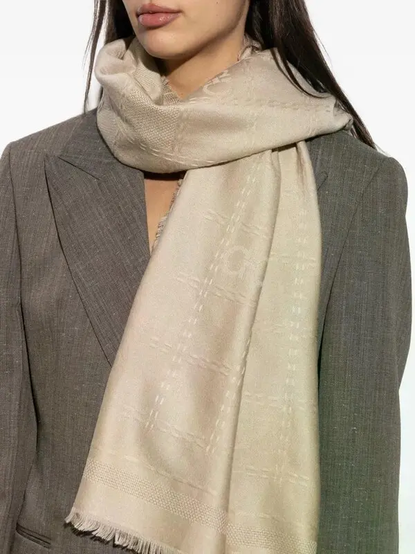 FERRAGAMO Gancini Jacquard-logo Scarf - Neutrals