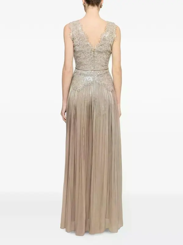 NISSA Lace And Sequined Chiffon Maxi Dress