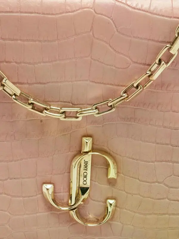 JIMMY CHOO Varenne Croc-effect Clutch Bag With Monogram Plaque And Chain Strap