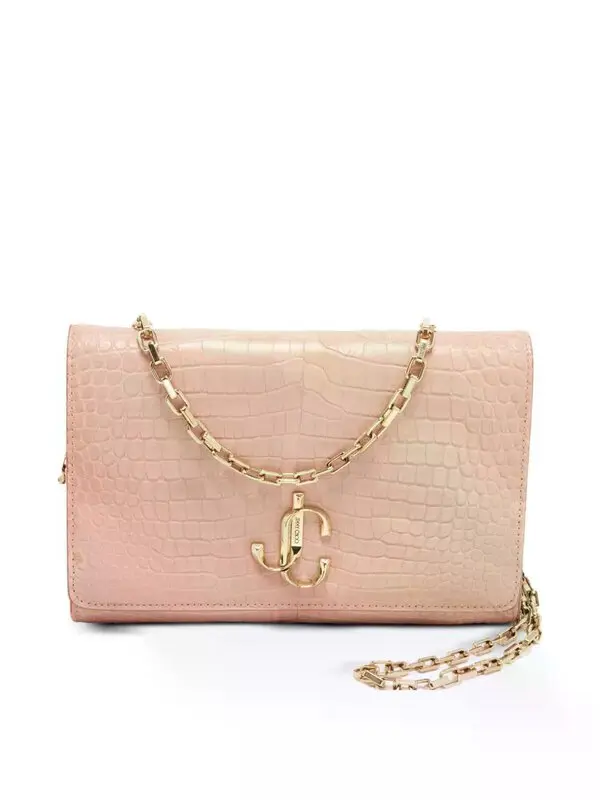 JIMMY CHOO Varenne Croc-effect Clutch Bag With Monogram Plaque And Chain Strap