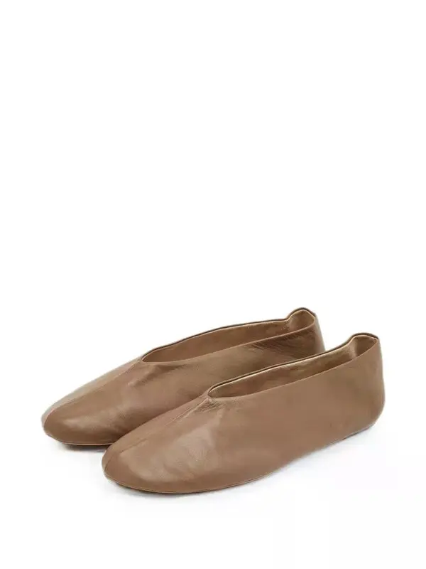 THE ROW Stella Ballet Flats Leather Slip-on Round Toe - Brown