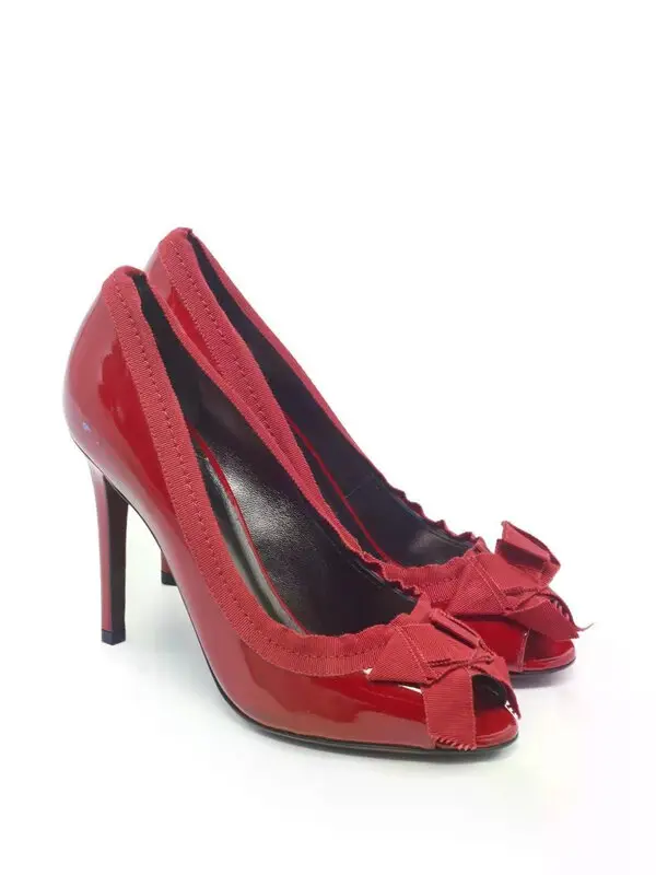 LANVIN Patent Leather Bow Peep-toe Pumps