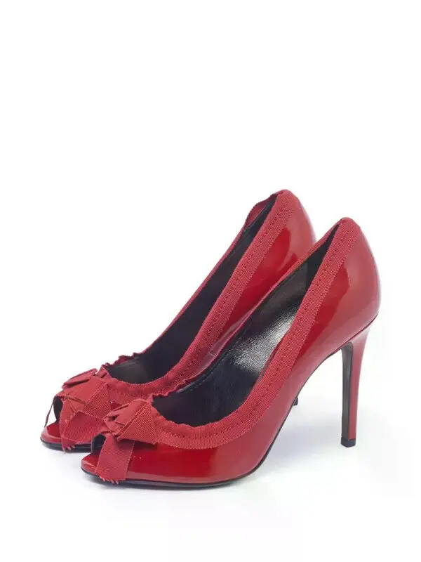 LANVIN Patent Leather Bow Peep-toe Pumps