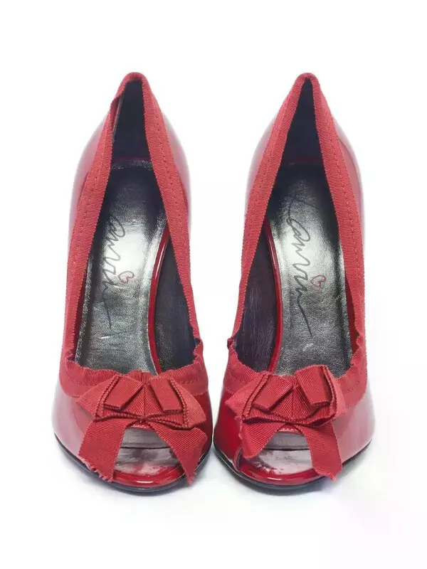 LANVIN Patent Leather Bow Peep-toe Pumps
