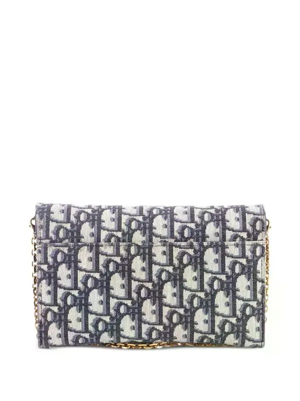 Dior Saddle Chain Wallet Oblique Canvas Crossbody Bag - Blue