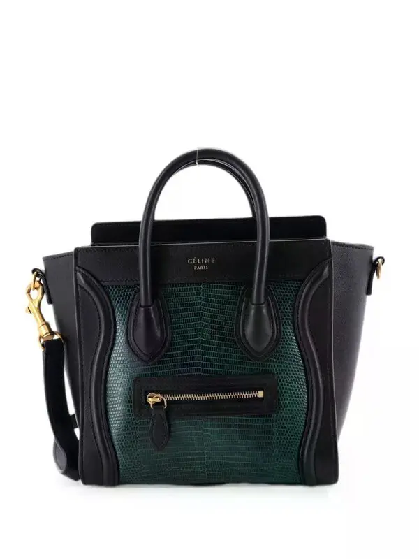 Celine Luggage Bag Lizard And Leather Nano Tote Bag - Black