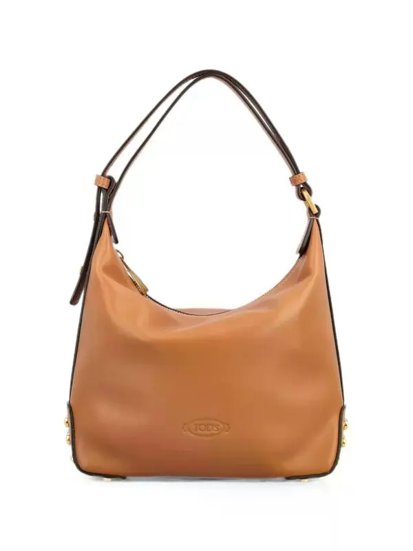 TOD'S Embellished Leather Shoulder Bag - Brown