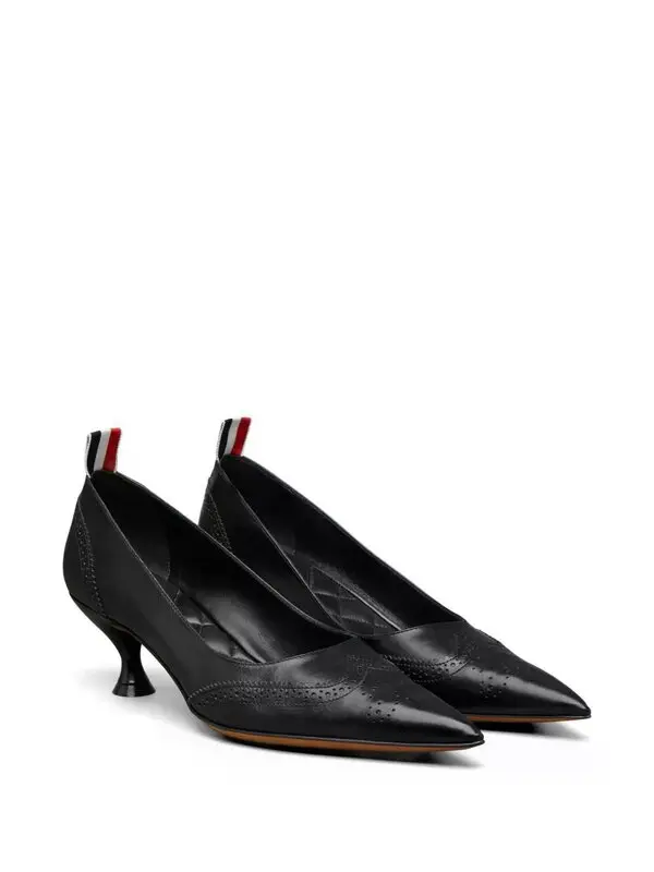 Thom Browne Leather Pumps With Brogue Detailing - Black