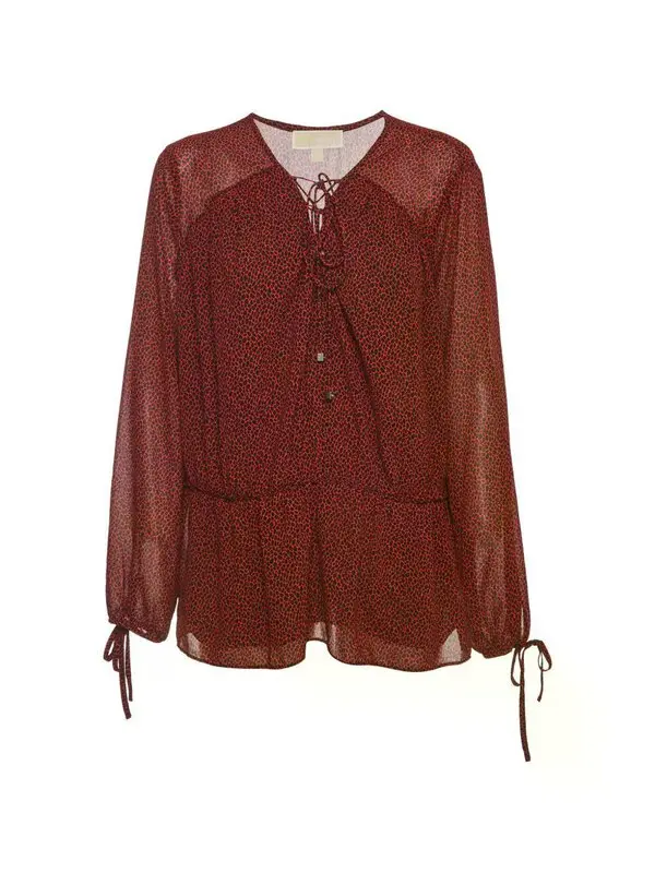 Burberry Animal Print Blouse With Peplum Hem And Tie Fastening