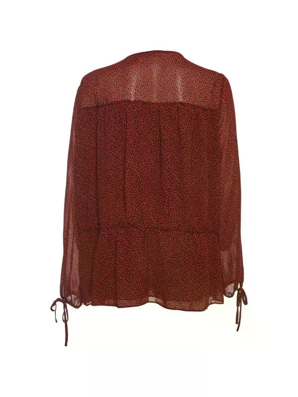 Burberry Animal Print Blouse With Peplum Hem And Tie Fastening