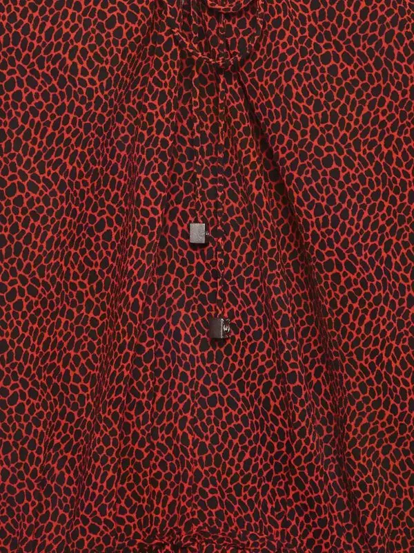 Burberry Animal Print Blouse With Peplum Hem And Tie Fastening