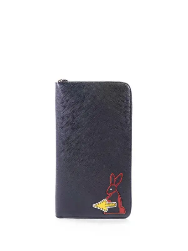 Prada Saffiano Rabbit Zip-around Wallet - Blue