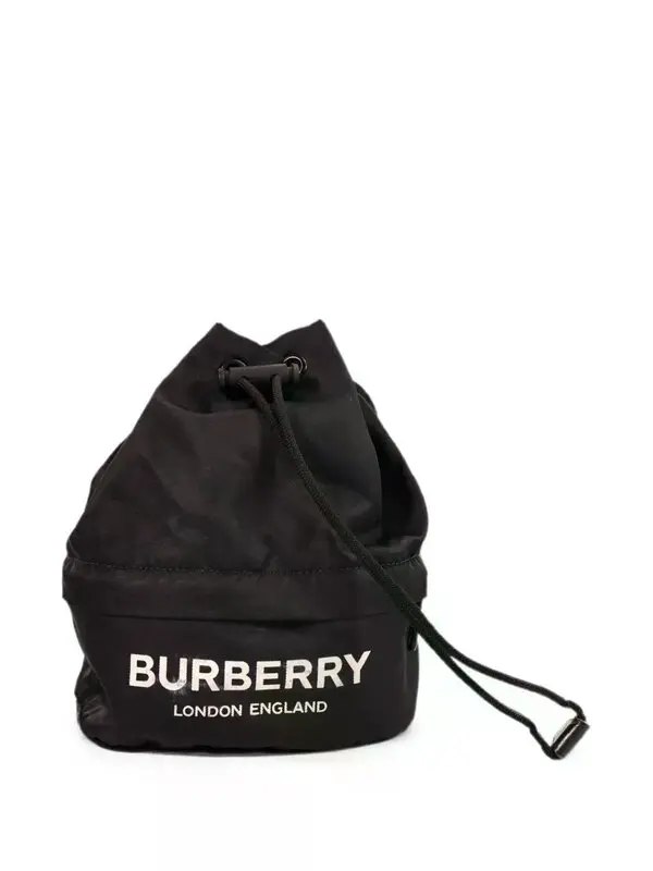 Burberry Logo Drawstring Bucket Bag - Black