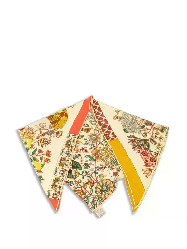 Hermès Floral-print Triangle Scarf - Neutrals