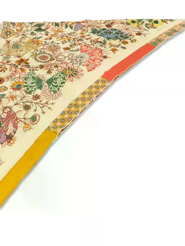 Hermès Floral-print Triangle Scarf - Neutrals