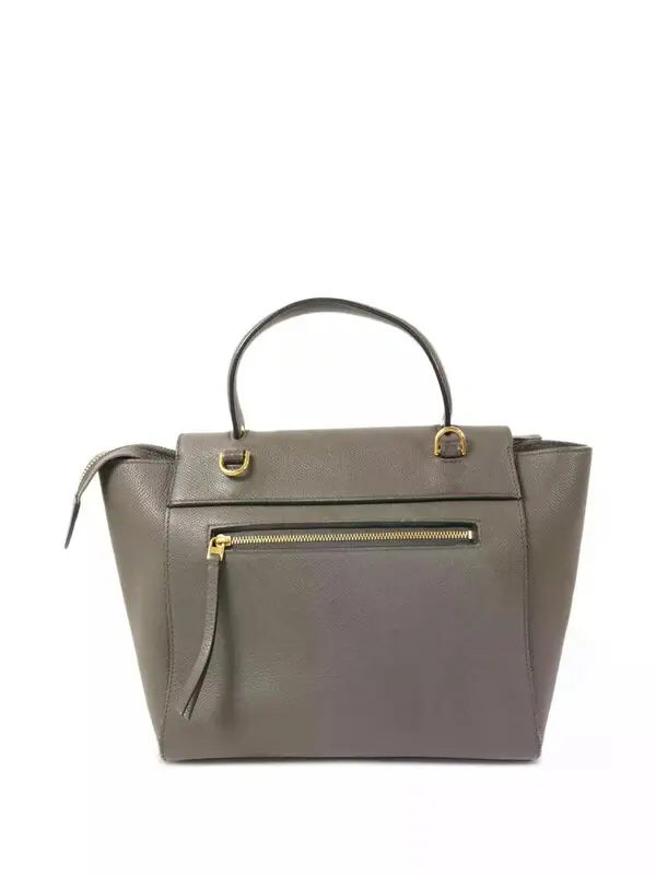 Celine Micro Belt Bag In Grained Leather With Knotted Belt Detail - Grey