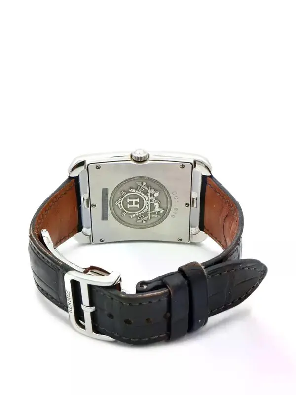 Hermès Cape Cod 33mm Stainless Steel Watch With Black Leather Strap - White
