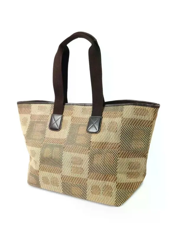 Bally Canvas Tote Bag With Leather Trim