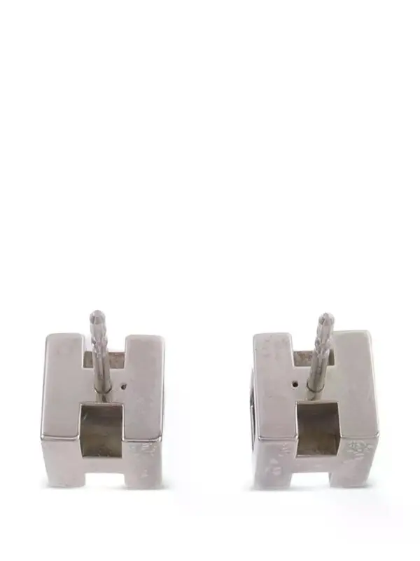 Hermès Tone Cage D'h Earrings - Silver