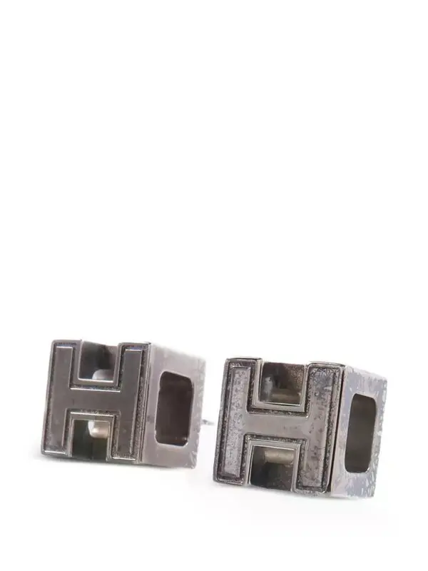 Hermès Cage D'h" Signature Logo Earrings