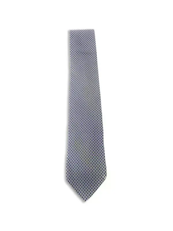 FERRAGAMO Geometric-pattern Silk Tie - Blue