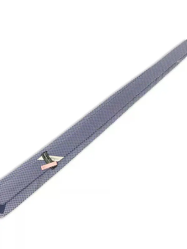 FERRAGAMO Silk Geometric Pattern Neck Tie - Blue