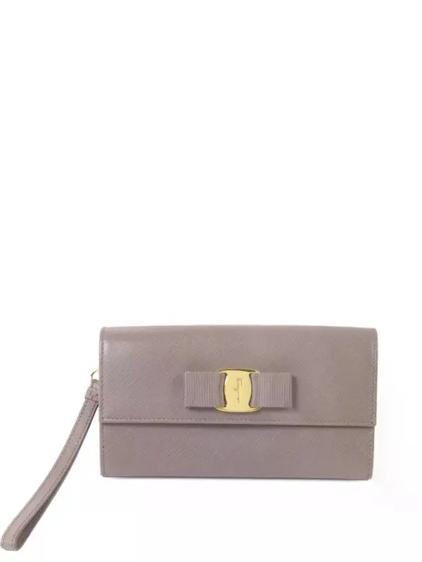 FERRAGAMO Vara-bow Leather Wallet - Grey