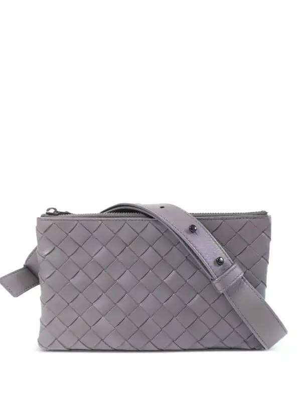 Bottega Veneta Intrecciato Leather Shoulder Bag - Grey