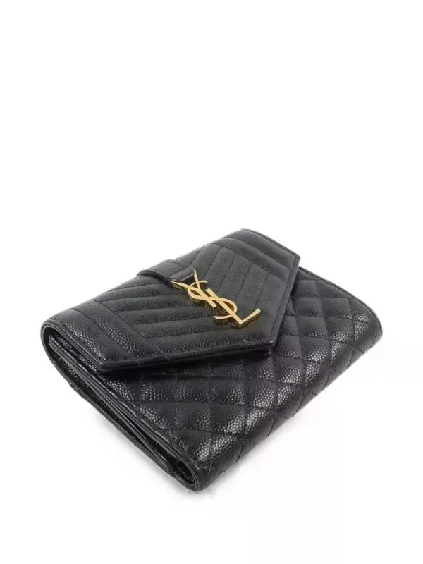 Saint Laurent Cassandre Matelassé Tri-fold Leather Wallet