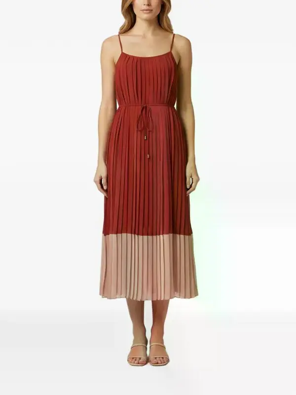 Zimmermann Color-block Pleated Midi Dress - Red