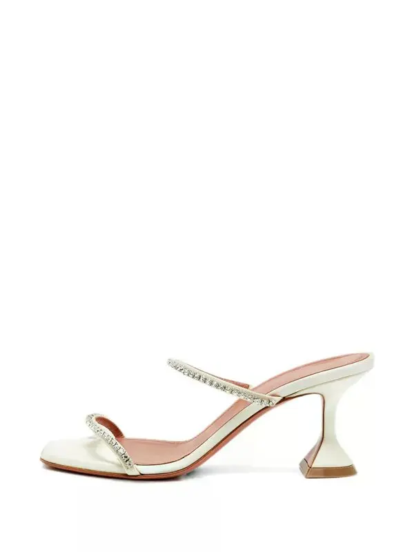 Amina Muaddi Glida Crystal-embellished Heeled Sandals - Neutrals