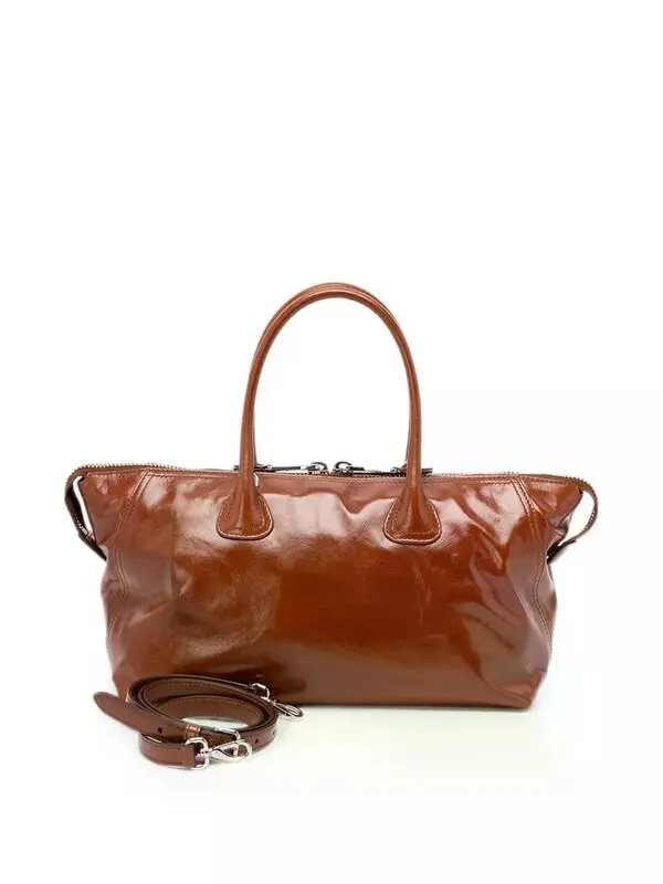 Miu Miu Logo-embossed Leather Tote Bag - Brown