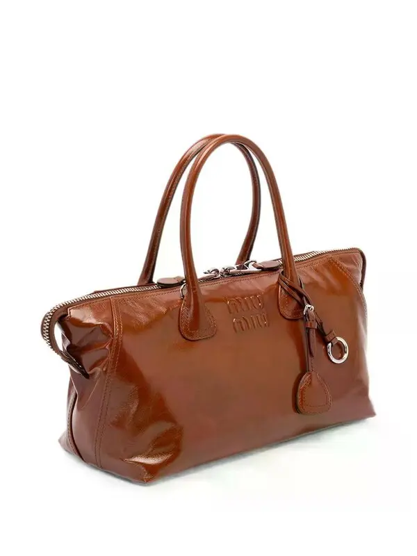 Miu Miu Logo-embossed Leather Tote Bag