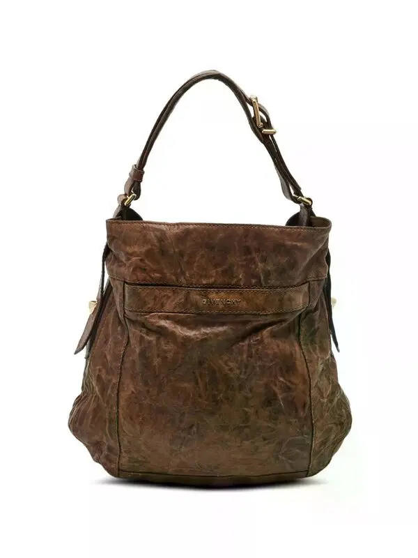 Givenchy Distressed Leather Shoulder Bag - Brown