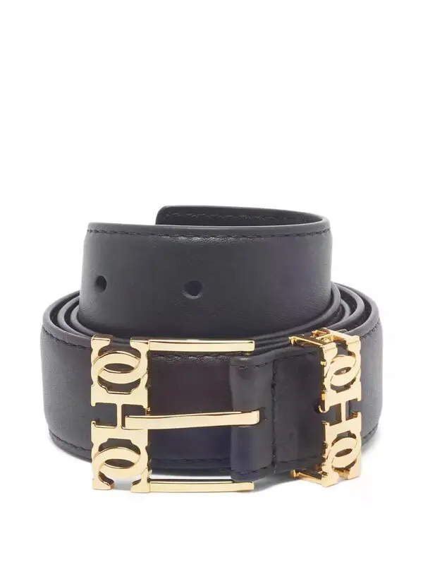 Carolina Herrera Ch Logo Leather Belt - Black