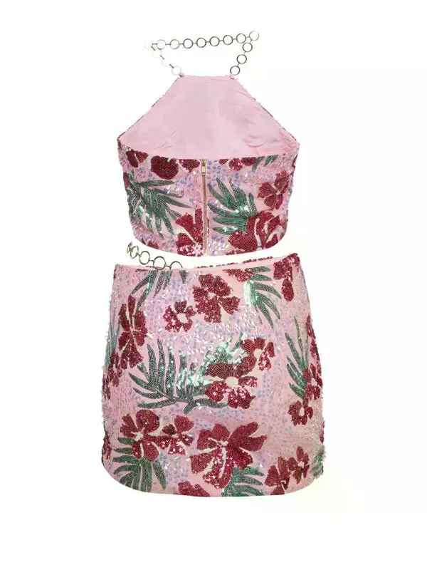 Maje Sequin Embellished Mini Skirt Set - Pink