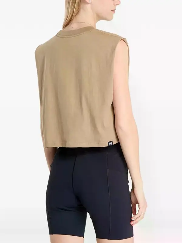 CIELE Cropped Crewneck Sleeveless Top With Logo Patch - Brown