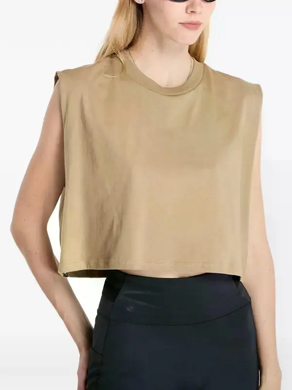 CIELE Cropped Crewneck Sleeveless Top With Logo Patch - Brown