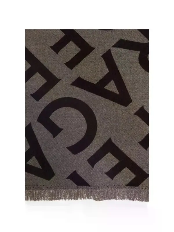 FERRAGAMO Monogram-print Fringed-edge Scarf - Neutrals
