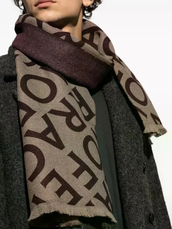 FERRAGAMO Monogram-print Fringed-edge Scarf