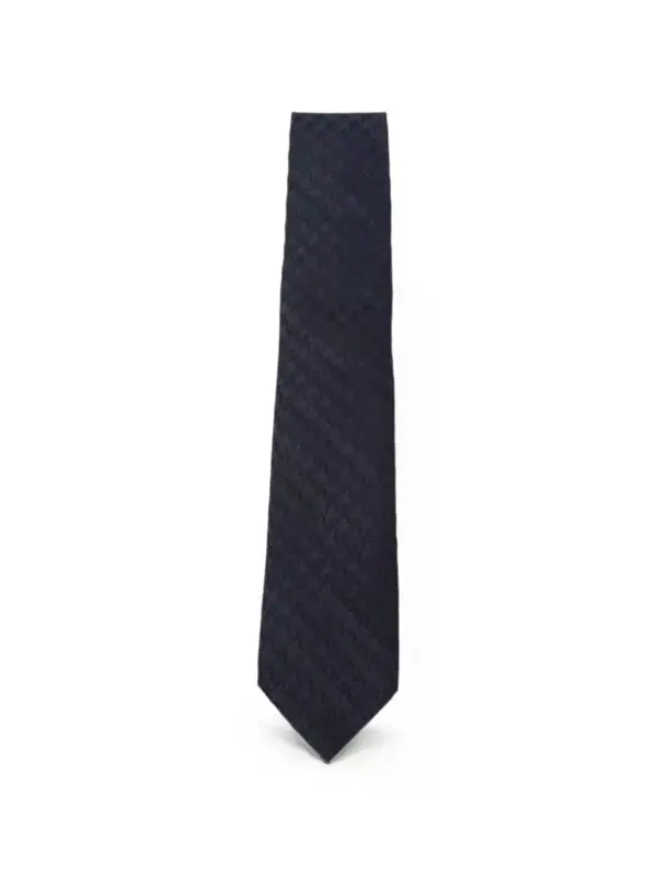 TOM FORD Houndstooth-pattern Tie - Blue