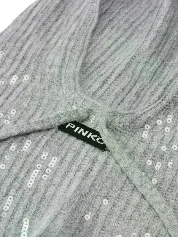 Pinko Sequin-embellished Ribbed-knit Hood