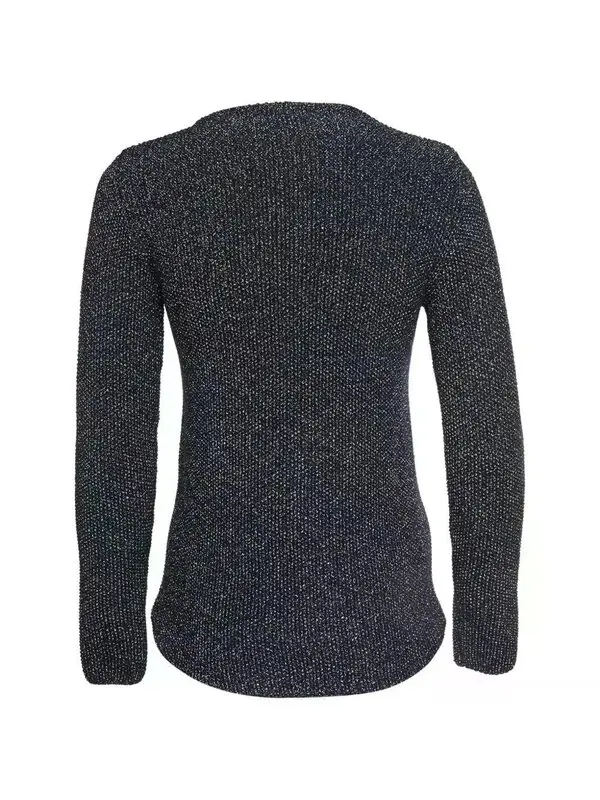 Maje Jefferson Cardigan Navy Blue Lurex Knit
